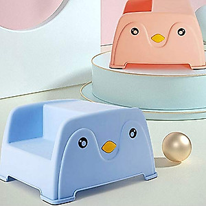 WALNUT Children Small Chair Seat Footstool Multifunction Children Double Layer Non-Slip Toilet Potty Training Step Stool for Bathroom (Color : Blue)