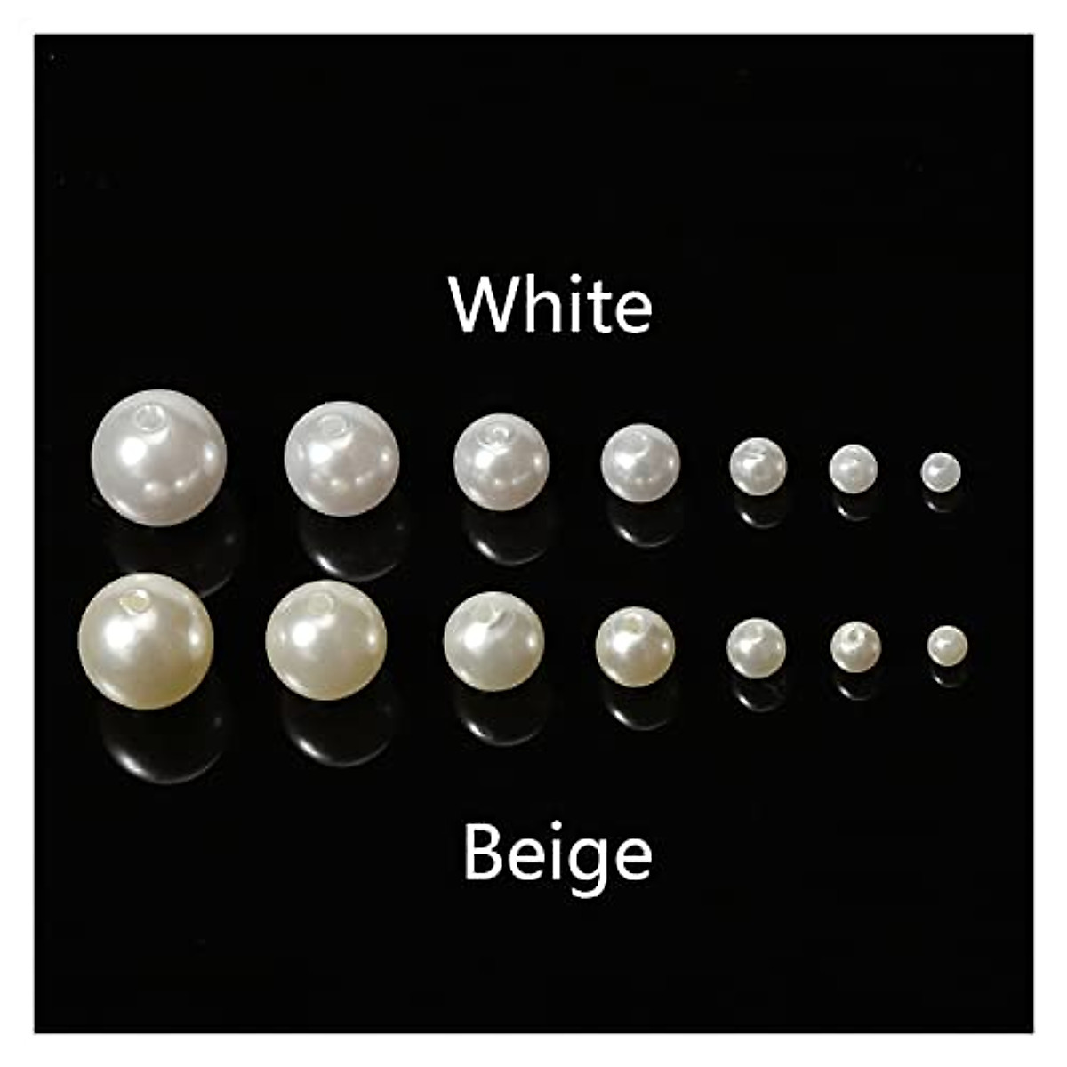 NHBT YU 100pcs 200pcs White Beige Color Imitation Pearl Beads 4/5/6/8/10mm Loose Beads DIY Jewelry Making Handmade Beading Hairpin T87 (Color : White, Item Diameter : 100pcs 12mm)
