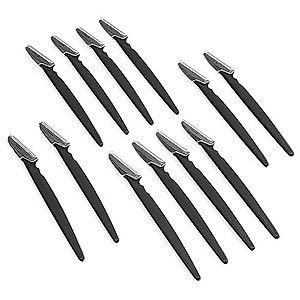 Men's Touch Up Razors for Mustache, Beard (Black, 5.8 Inches, 12 Pack)