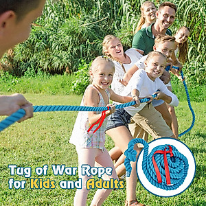 Tug of War Rope for Kids and Adults,Outdoor Games Field Day Family Reunion Birthday Party Games, Summer Outside Yard Backyard Lawn Games, Camping Picnic Carnival Games,Team Building (Blue, 20FT)