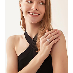 TIGRADE 1.5CT Bridal Ring Sets Oval Cut Cubic Zirconia Wedding Band Halo CZ Engagement for Women Size 3.5-12, Silver, Size 7