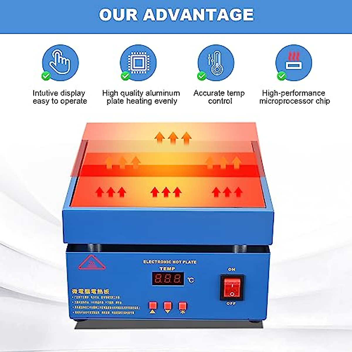 Soiiw Upgraded 110V 850W Soldering Hot Plate LED Microcomputer Electric Preheat Soldering Station Welder Hot Plate Rework Heater Lab 200X200mm Plate