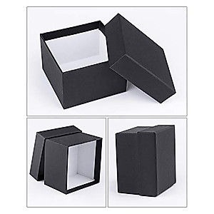 Black Gift Box, Dedoot Pack of 6 Square Watch Gift Box with Lids, 4.13x4.13x2.87 Inch Kraft Paper Watch Box Bridesmaid Proposal Gift Boxes for Tie Jewelry, Small Gifts Box for Presents, Christmas, Wedding Party