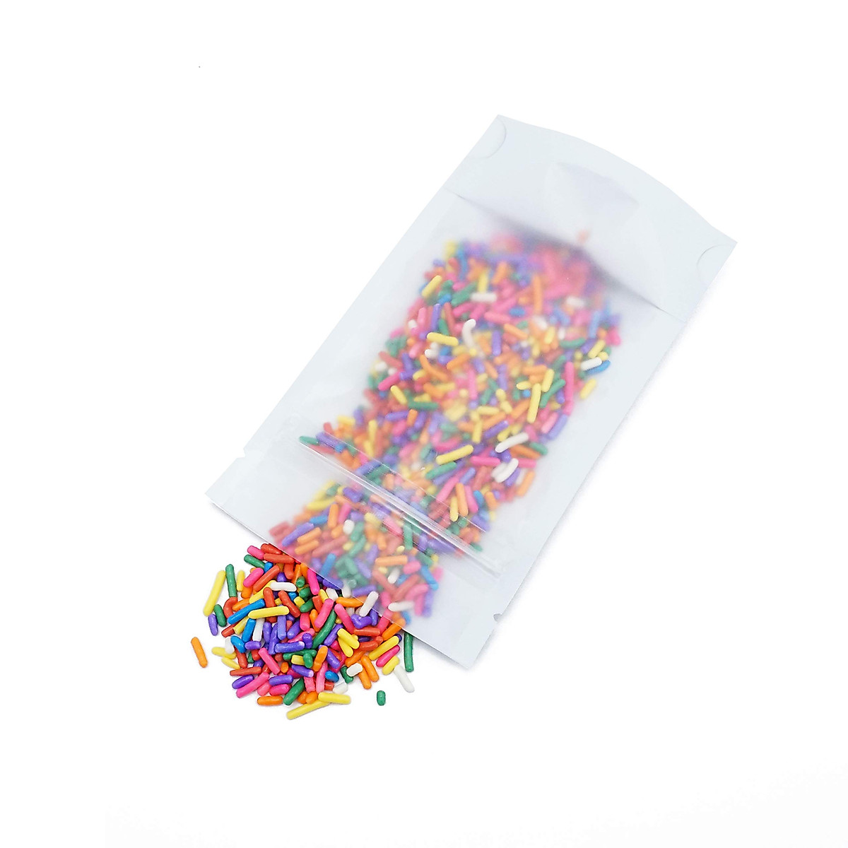 QQ Studio Pack of 100 Translucent Front Matte White Poly Plastic Resealable Bags (8.4oz (6" x 9"), White Stand-Up Pouch)