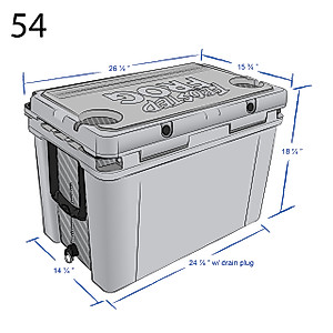 Made in USA Frosted Frog Hyper-Light 54 Quart Hard Cooler Insulated Portable Ice Chest Box for Beach, Beverages, Camping, Fishing, Boat, Barbecue, 30% Lighter Than Rotomolded Coolers (Green and Gray)