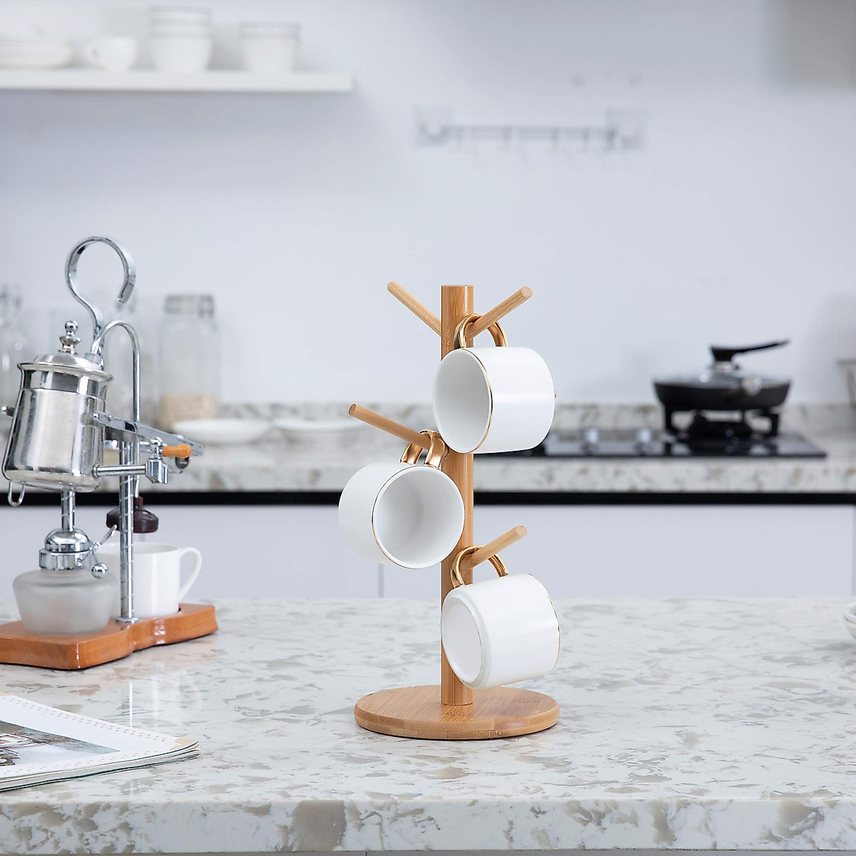 MyLifeUNIT 6 Hooks Mug Holder Tree and 8 Hooks Coffee Cup Holder Large and Small Bundle