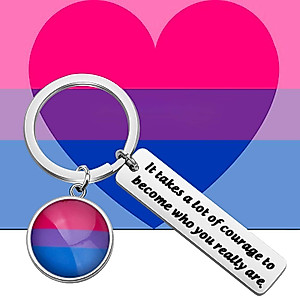 SEIRAA Bisexual Pride Keychain It Takes a Lot of Courage to Keychain Bisexual Pride LGBTQ Gifts (Bisexual Keychain)