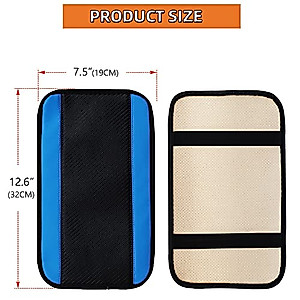 Car Armrest Cushion,Waterproof Car Center Console Cover,Universal Armrest Box Mat,PU Leather Embossed Car Armrest Cover Car Center Console Pad,Car Accessories Interior Protection for Car (Blue)