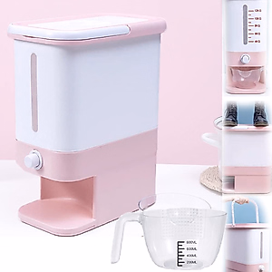 Creamoon WAQIA Rice Bucket Rice Storage Box Large Sealed Grain Container Grain Storage (pink)