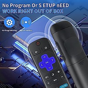 2Pcs New Remote Control Replaced for Roku TV, Compatible for TCL Roku,for Hisense Roku,for Onn Roku【Not for Roku Stick,Box and Players】
