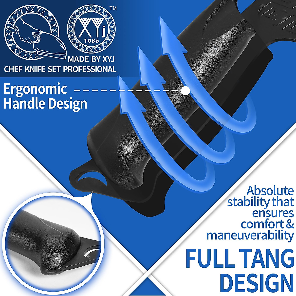 XYJ Japanese Chef Knife Set Professional,Slice Cooking Knife,Camping Kitchen Knives With Cover,Butcher Carving Brisket Knives,Full Tang (Cooking Knife)