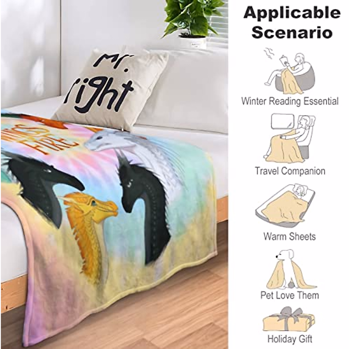 3D Printed Anti Pilling Flannel Blanket Warm Throw Blanket Ultra-Soft and Suitable for All Seasons Luxurious Carpet 50"X40"