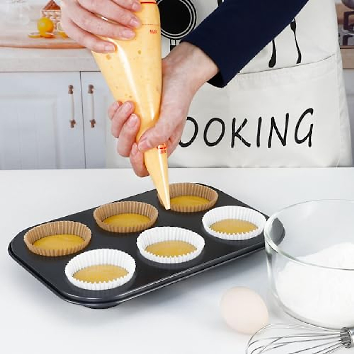 Caperci Standard Parchment Cupcake Liners for Baking 300 Pcs - Odorless Greaseproof Paper Muffin Baking Cups for Wedding Birthday Party Baby Shower Festivals (Natural)