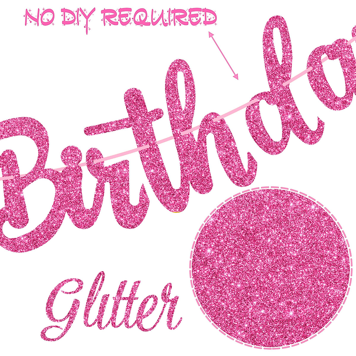 Hot Pink Girl Happy Birthday Banners Glitter Pink Birthday Party Decorations for Girls Hot Pink Princess Ladies Party Decorations for Bachelorette Bridal Shower Party Supplies
