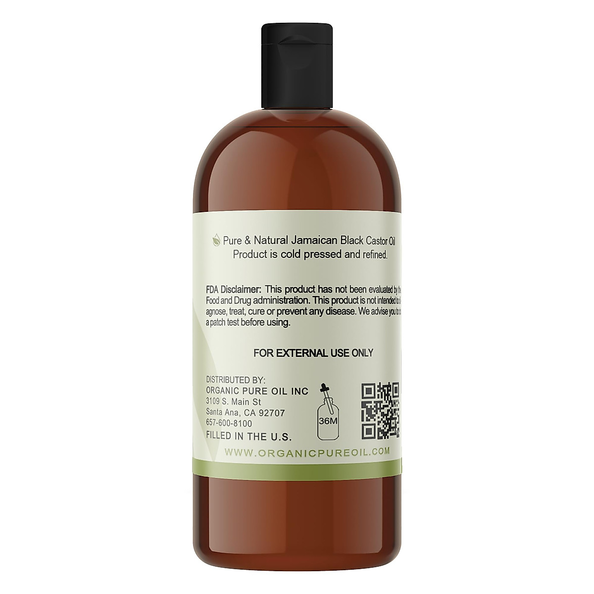 Jamaican Black Castor Oil - 32 OZ Pure, Cold Pressed, Filtered Hexane & Chemical Free, PBA-Free Plastic Caster - Hair Growth, Body, Skin - Brows, Lashes