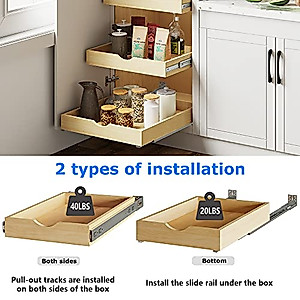 WelFurGeer 32'' Width Pull Out Shelves for Kitchen Cabinets, Pull Out Cabinet Organizer, Pantry Slide Out Drawers, Kitchen Slide Out Storage, Wood Slide Out Drawer for Kitchen (32''W x 21''D)