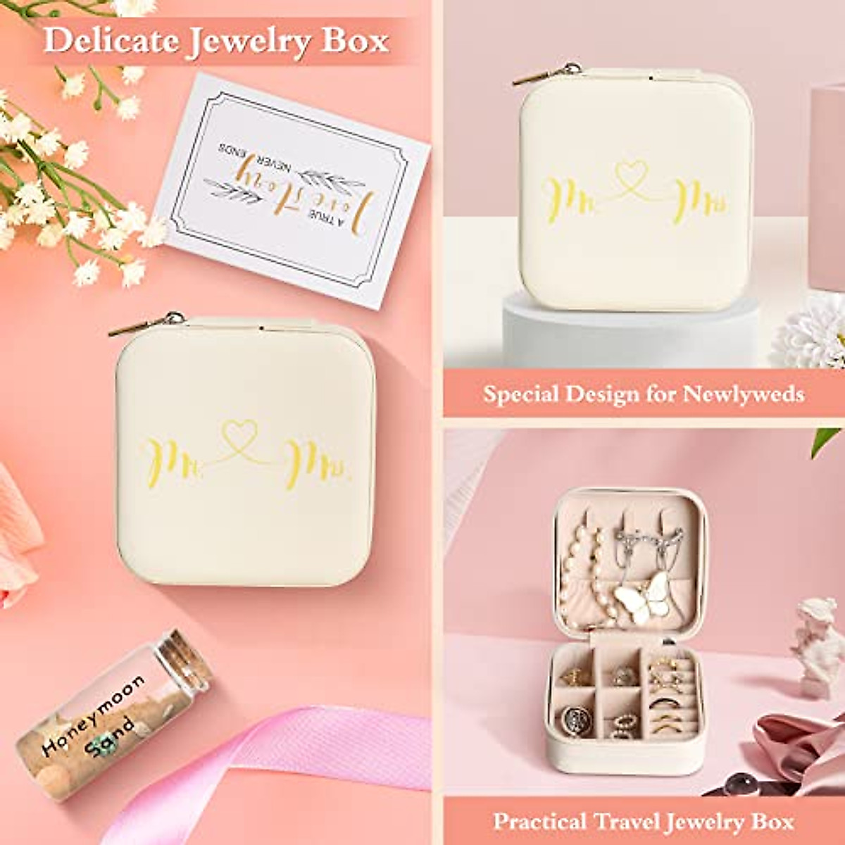 Frerdui Wedding Gifts for Bride and Groom, Mr Mrs Honeymoon Gift Set for Newlyweds Couple, Wine Beer Glasses with Wooden Box, for Travel, Anniversary, Just Married, Bridal Shower, Bride To Be