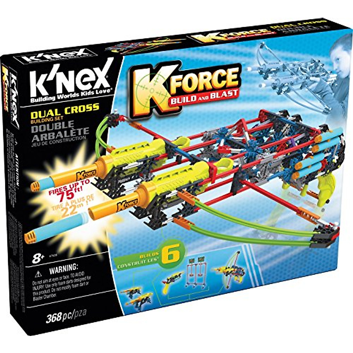 K’NEX K-FORCE Build and Blast® – Dual Cross Building Set – 368 Pieces – Ages 8+ – Engineering Education Toy