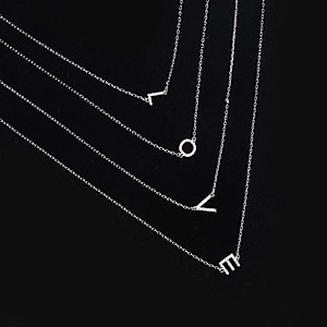 Sideways Initial Necklace for Women, 14k Gold Filled Dainty Cubic Zirconia Sideways Letter Necklace, Tiny Monogram Initial Necklace Gifts for Women