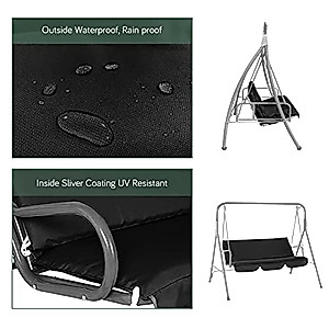 Outdoor Swing Cushion Cover Patio Swing Cushion Replacement 3 Seater Swing Seat Cushion Cover Waterproof Dust Proof for Courtyard Garden Swing Chair Protection Cover-59x59x4inches (Black)