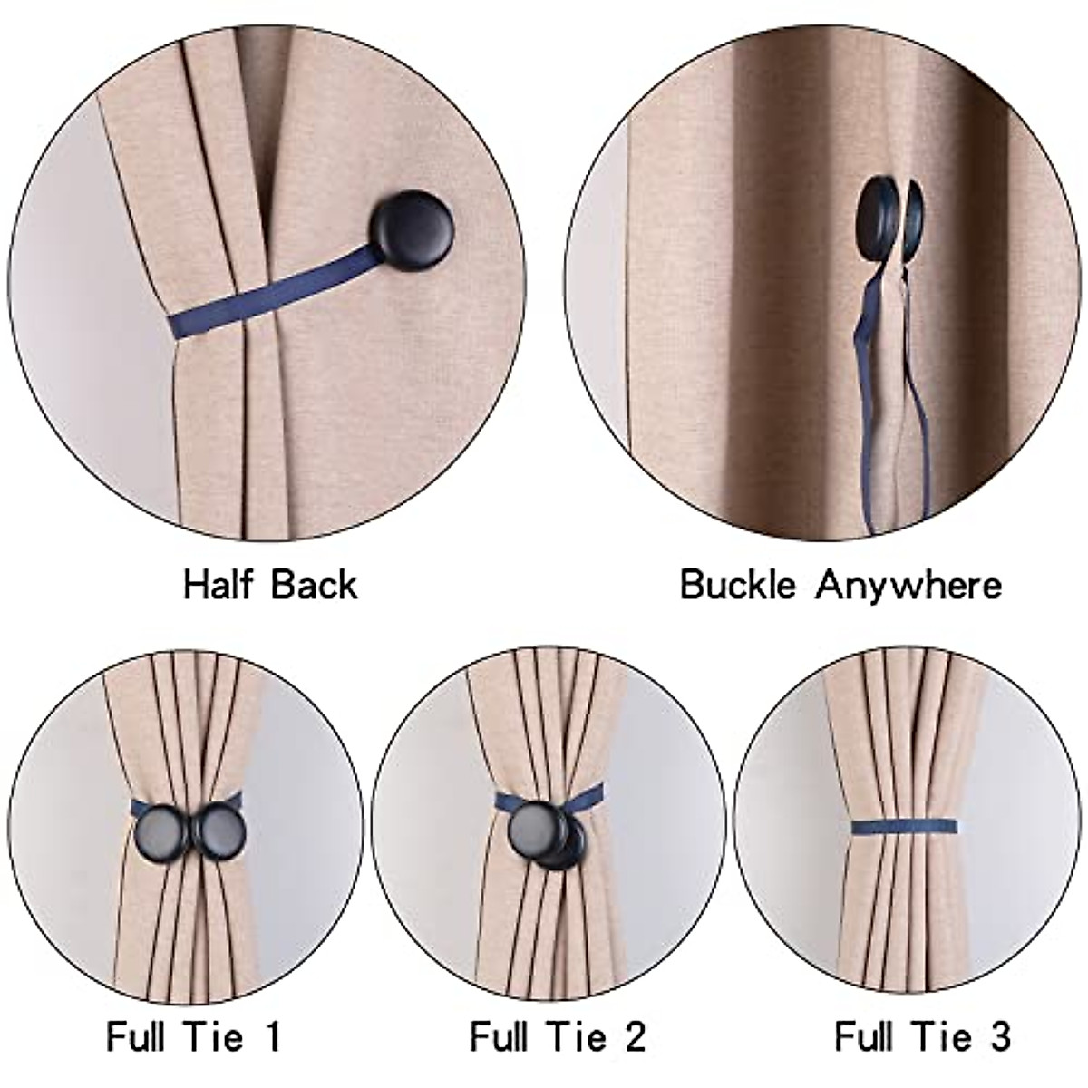 Labupa 2 Pack Macaron Magnetic Curtain Tiebacks, Delicate Pastry Shape Drape Tie Backs Interesting Decorative Curtain Holdbacks for Home Office Cafe and Hotel Window Draperies (Brown)