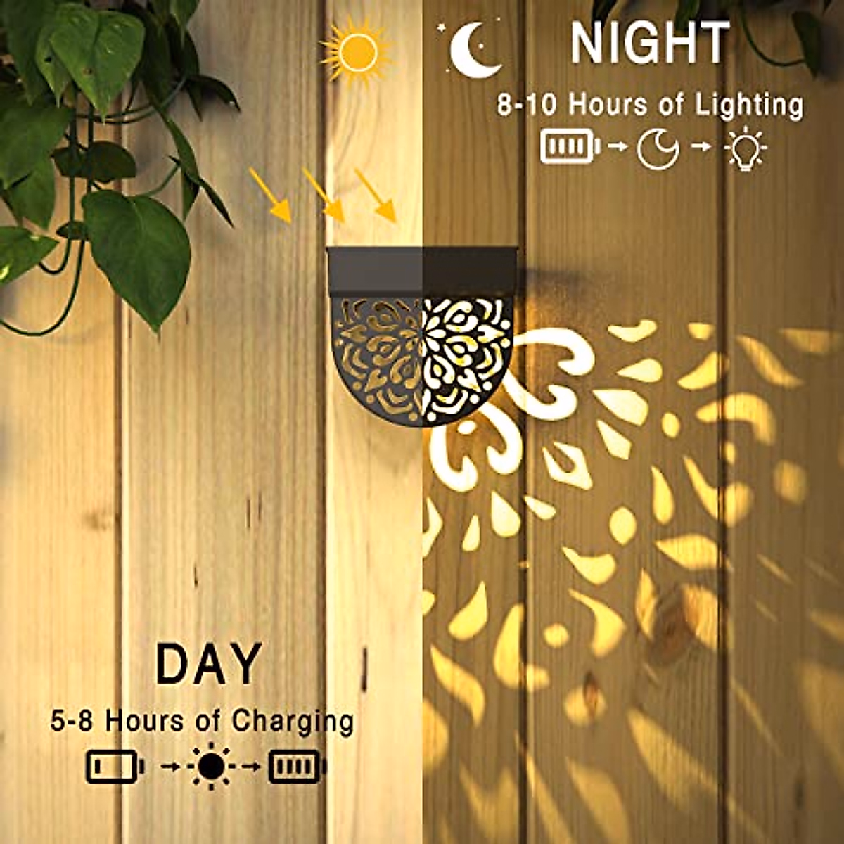 EKQ Solar Fence Lights 6 Pack Solar Deck Lights Outdoor Waterproof LED Solar Powered Step Lights Wall Lights Outdoor Decorations Warm Yellow Light Decorative Lighting for Garden, Front Door, Backyard