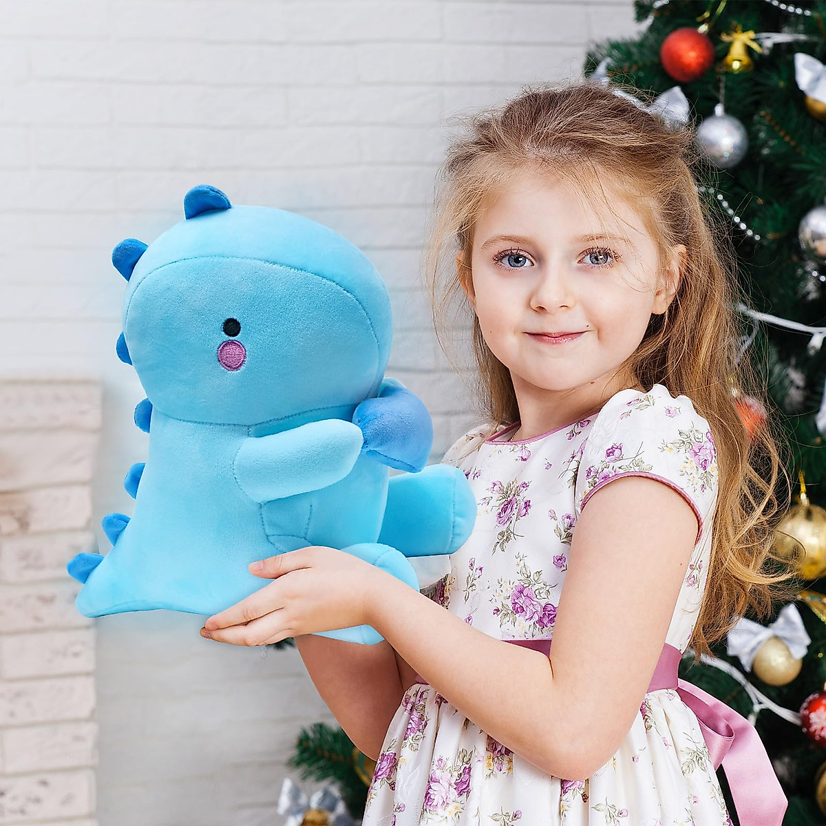 altoance Dinosaur Plush Pillow, Cute Heart-Shaped Plush Dinosaur, Plush Animal Plush Toys, Birthday Gifts for Girls and Boys (blue/12in)