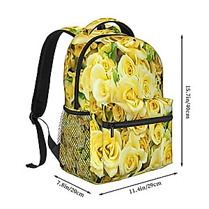 DAHALLAR Backpack Yellow Rose Flower Bookbags Highschool College Laptop Bag Casual Travel Daypack Hiking Camping