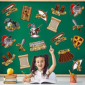 36 Pcs Armor of God Cutouts for Kids Books of The Bible Poster Religious Bulletin Board for Sunday School and Religious Classroom Decorations Children Kids Home Wall Bible Crafts Art Activities