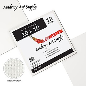 Academy Art Supply Canvases Panels 10 x 10 inch - 100% Cotton Artist Blank Canvas Board for Painting, Pre-gessoed, Primed, Acid-Free Canvas Panels, Perfect for Acrylic and Oil Painting, Pack of 12