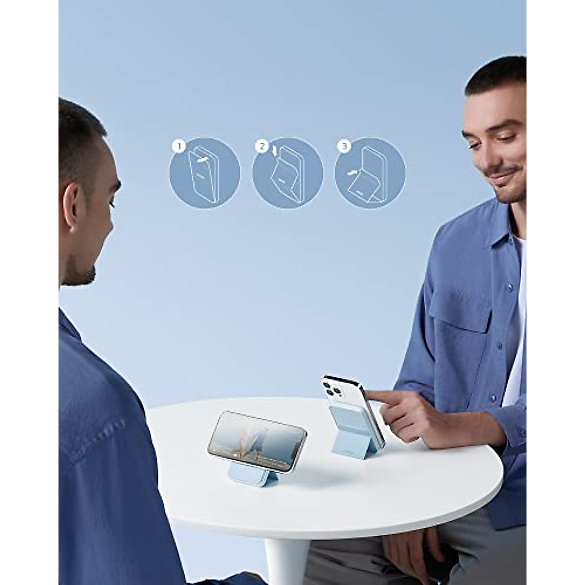 Anker Magnetic Battery (MagGo), 5,000 mAh Foldable Magnetic Wireless Portable Charger and USB-C for iPhone 15/15 Plus/15 Pro/15 Pro Max, iPhone 14/13 Series（Misty Blue）