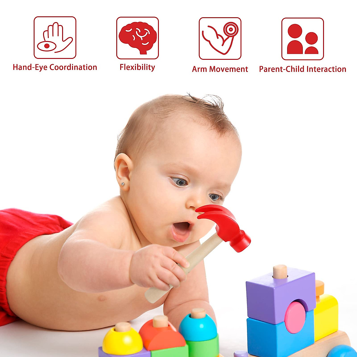 Waenerec 2pcs Toy Hammer Simulation Wooden Hammers Small Plastic Toddler Claw Hammer Portable Kids Maintenance Tools Toys Pretend Play Fake Mallet Hammer for Boys Girls