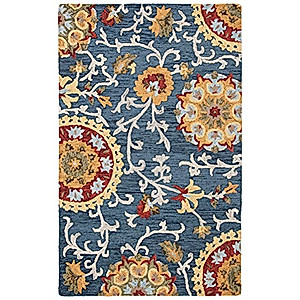 SAFAVIEH Blossom Collection 5' x 8' Navy/Multi BLM401N Handmade Floral Premium Wool Living Room Dining Bedroom Area Rug