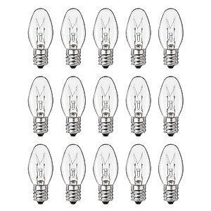 OuuKoo Salt Lamp Bulbs - 15 Watt Light Bulbs for Scentsy Wax Warmer - C7 Replacement Bulbs for Plug in Wax Diffuser- Warmwhite - Dimmable,15 Packs