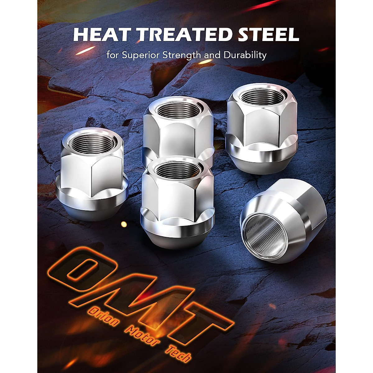 Orion Motor Tech 1/2"-20 Open End Lug Nuts, 3/4" 19mm Hex 0.84x0.9 in. Chrome Plated Wheel Lug Nuts Compatible with Dodge Dakota Ramcharger Ford Bronco Explorer F-150 Jeep Wrangler, Set of 20