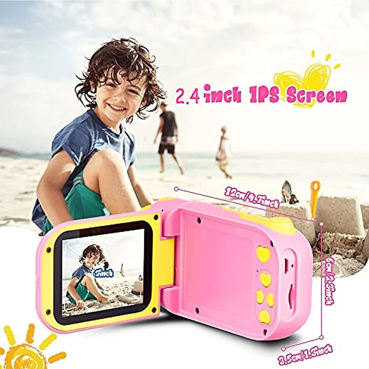 Kids Camera Christmas Birthday Gifts - Boys Girls Kids Video Camera, 2.4IN 1080P Children Digital Camcorder Camera for Kids Girls Boys 3-9 Years Old,32GB SD Card-Pink