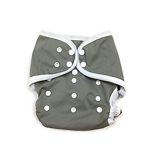 BB2 Baby One Size Solid Happy Leak-free Snaps Cloth Diaper Cover for Prefolds (One Size, Gray)