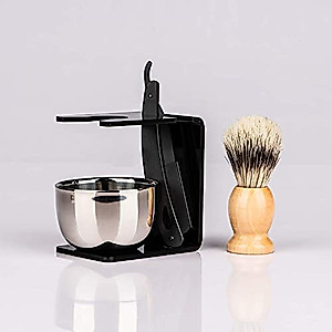 Barber Straight Razor Kit Durable Barber Straight Edge Razor Kit with 10 Double Edge Straight Razor Blades,Shaving Bowl and Stand,Shaving Brush with Wood Handle,Shaving Kit for Men
