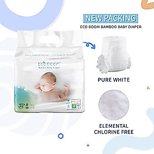 ECO BOOM Diapers, Baby Bamboo Viscose Diapers, Eco-Friendly Natural Soft Disposable Nappies for Infant, Size 0 Suitable for up to 7 lbs (Newborn - 34 Count)