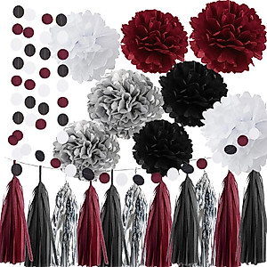 Graduation Party Decorations Maroon Black 2024/Burgundy Black Graduation Decorations 2024 Burgundy Silver Black Balloons/Burgundy Black Birthday Party Decorations