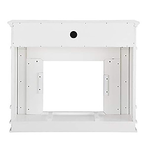 SEI FURNITURE Highgate Faux Cararra Marble Electric Media fireplace, White.