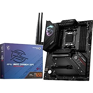 MSI MPG B650 Carbon WiFi Gaming Motherboard (AMD AM5, ATX, DDR5, PCIe 4.0, M.2, SATA 6Gb/s, USB 3.2 Gen 2, HDMI/DP, Wi-Fi 6E, AMD Ryzen 7000 Series Desktop Processors)