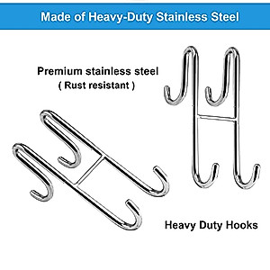 Shower Glass Door Hook, Over The Glass Shower Hook for Loofah, Squeegees, Towel Hanger for Bathroom, Double Sided 2 Pack, No Screw in Shower Hooks, Stainless Steel, Silver (Shower Door Hooks-7 inch)