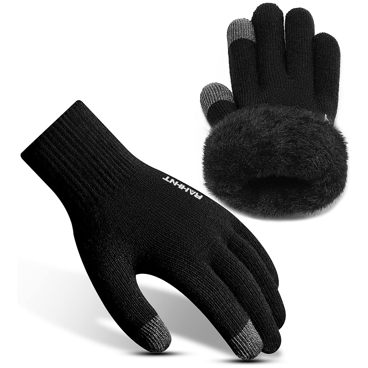 Rahhint Wool Winter Gloves Men Women Fleece Lined Knit Gloves with Touchscreen Fingers Insulated Gloves Keep Hand Warm Gift