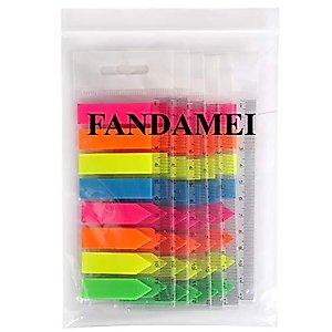 Fandamei 960 Pieces Neon Page Markers 6 Sets Translucent Page Flags Fluorescent Index Tabs Sticky Notes Tabs with 12 cm Measurement for Page Marker