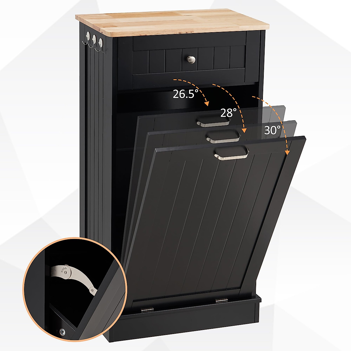 OUTGUAVA 13 Gallon Tilt Out Trash Cabinet Kitchen Waste Bins,50 Quart Laundry Hamper Tilt Out Pet Proof Hidden Trash Bin for Kitchen Living Room,Black