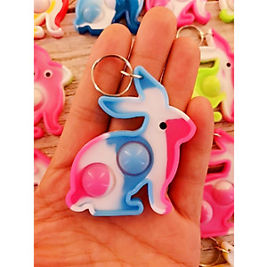 HOZKEAP 20 packs Bulk Rabbit Mini Pop Fidget Key Chain，Birthday Party Favors Student Prizes Gift