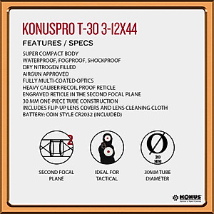 Konus 7291 3-12x44 riflescope D.30mm w/Ill. 550-ballistic Reticle