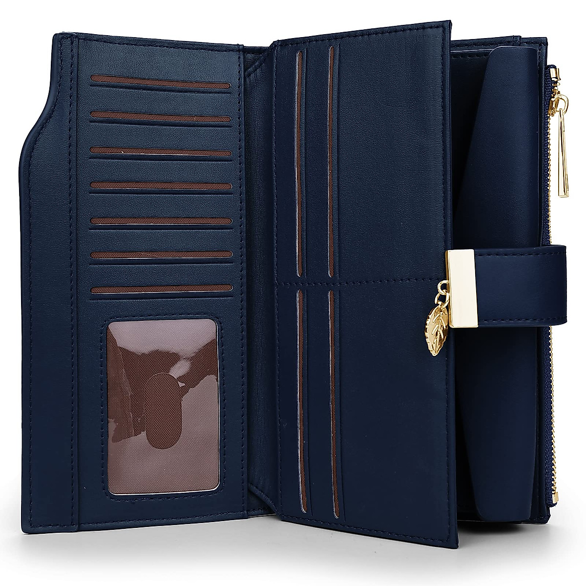 YALUXE Women's Leather Zipper Wallet RFID Blocking Multi Card Holder with Cellphone Pocket Large Capacity