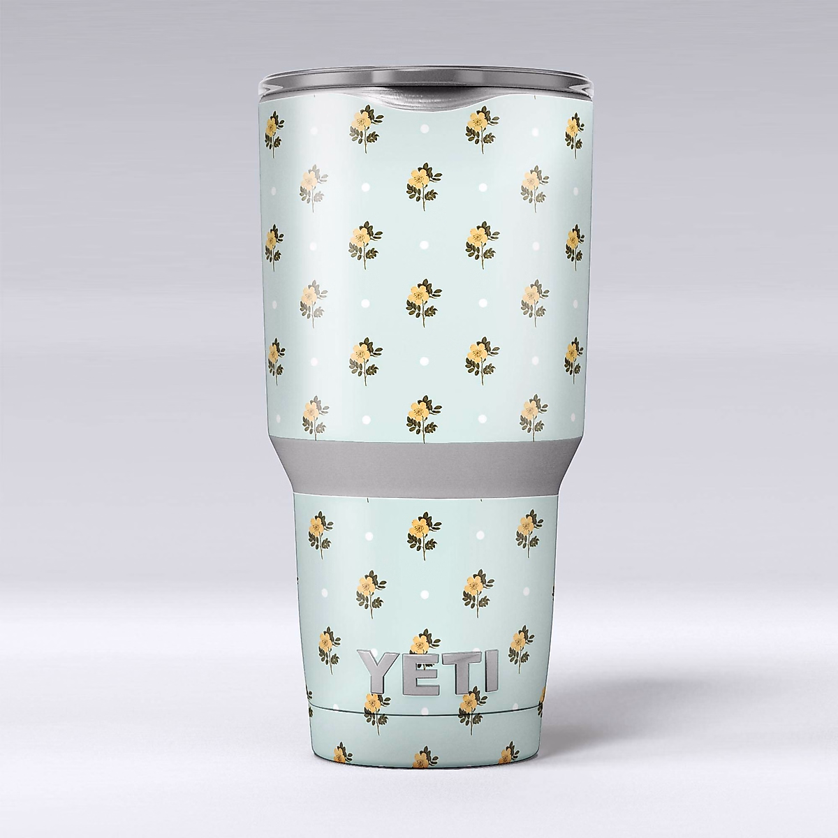 Design Skinz The Micro Daisy and Mint Polka Dot Pattern - Skin Decal Vinyl Wrap Kit Compatible with The Yeti Rambler Cooler Tumbler Cups